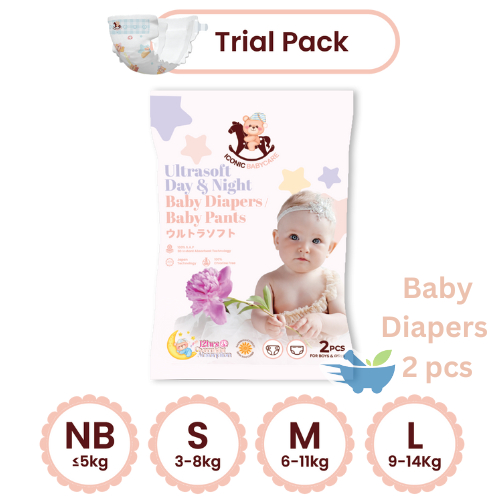 Iconic Baby Diapers Trial Pack Diapers / Pants (2pcs) | Shopee Malaysia
