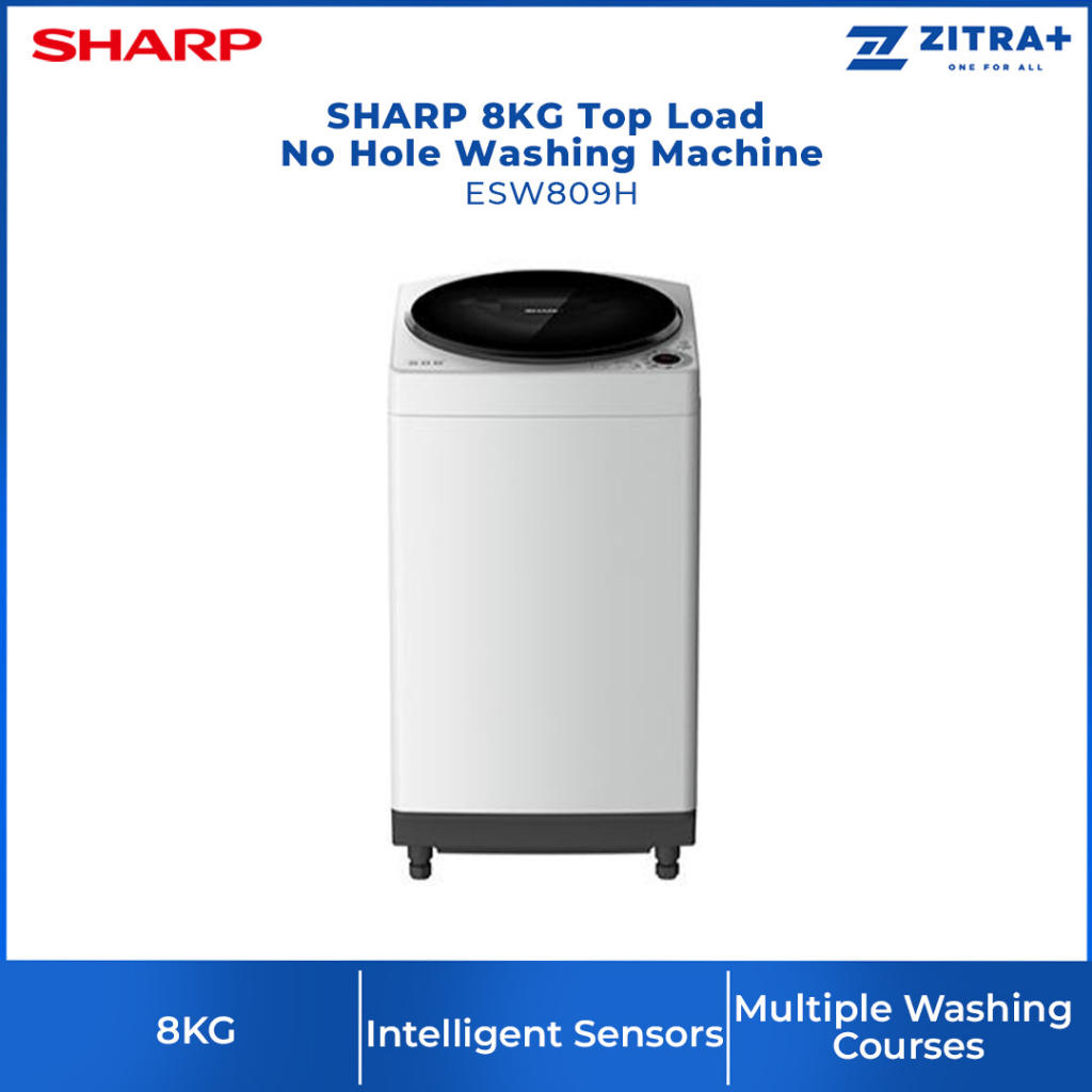 SHARP 8KG Top Load No Hole Washing Machine ESW809H | Auto Restart | LED ...
