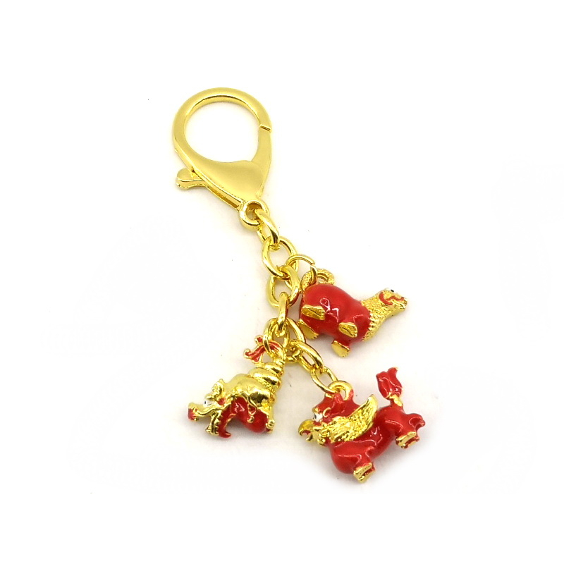 Three Harmony Animals Feng Shui Amulet Keychain - Cure for #3 ...