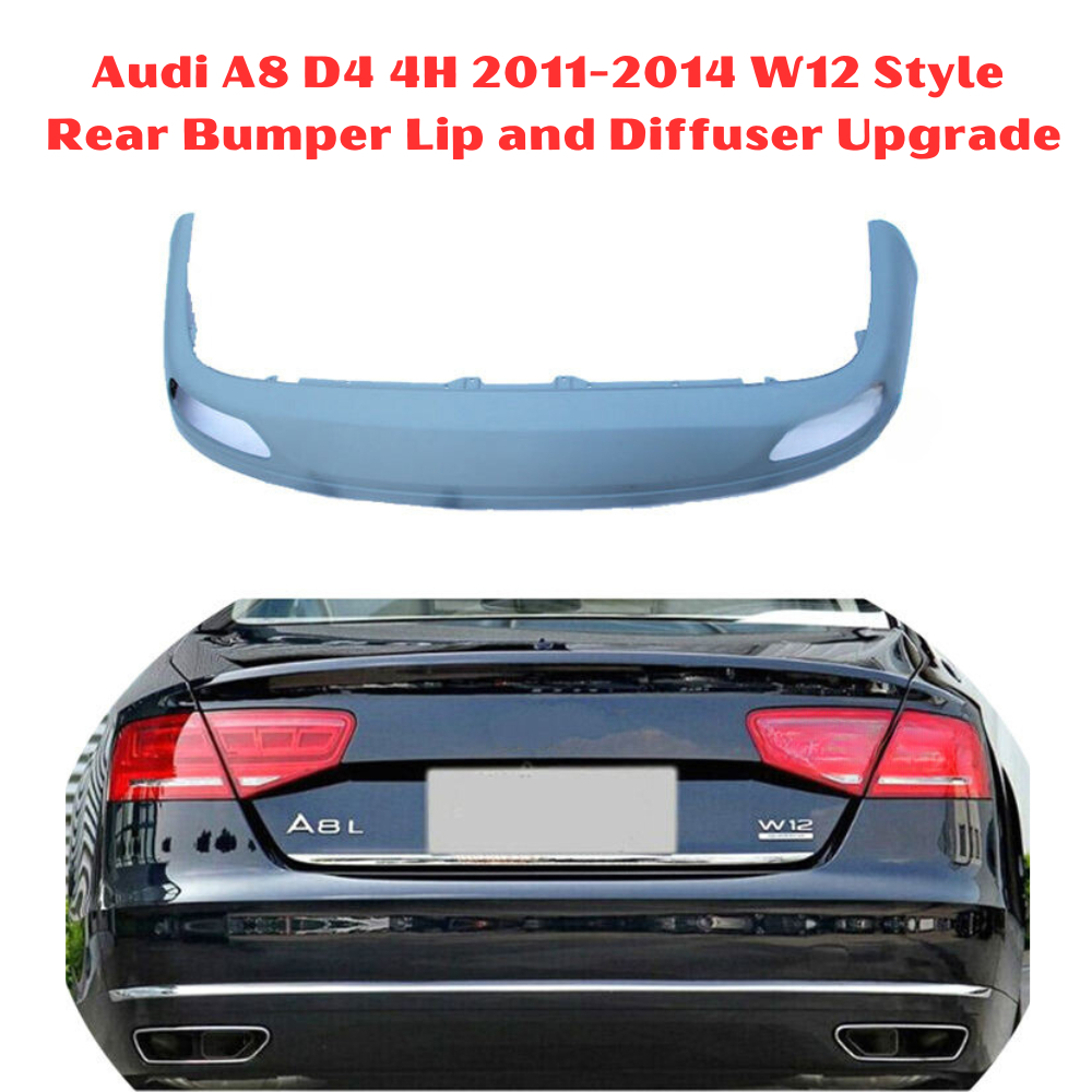 Rear exhaust + bumper lip upgrade W12 style Rear Diffuser for Audi A8 D4 4H 2011 2012 2013 2014 ...