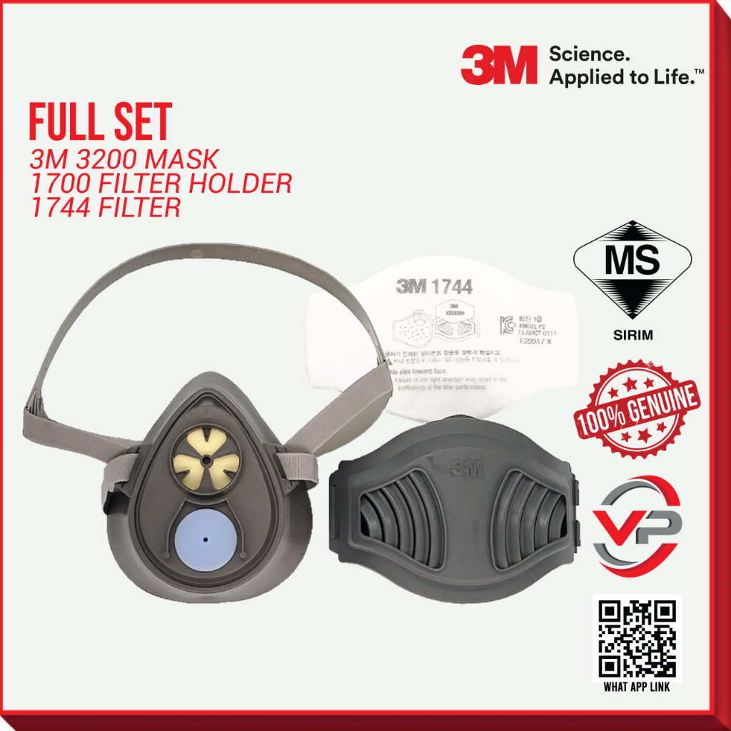 3M™ Particulate Filter 1744 FILTER FOR 1700 HOLDER MASK 3200 FULL SET SINGLE FILTER RESPIRATOR ...