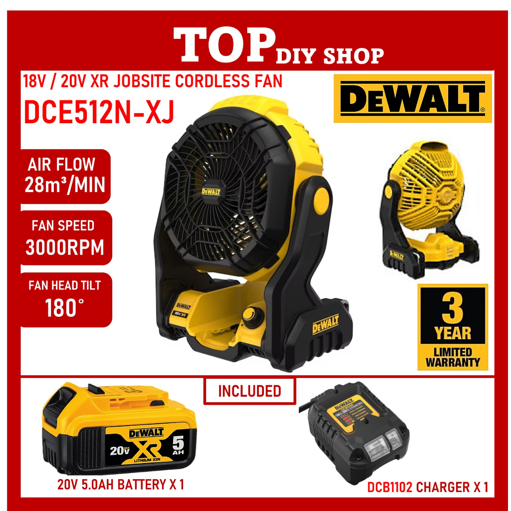 DEWALT DCE512N-XJ 18/20V CORDLESS JOBSITE FAN | Shopee Malaysia