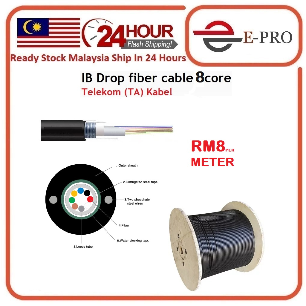 Unifi Drop Fiber 8core Outdoor Per Meter Fiber Optic 8core Singlemode ...