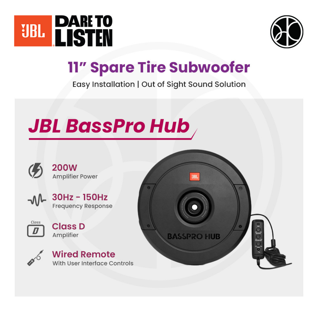 JBL BassPro Hub 11" Spare Tire Subwoofer with Built-in 200W RMS ...