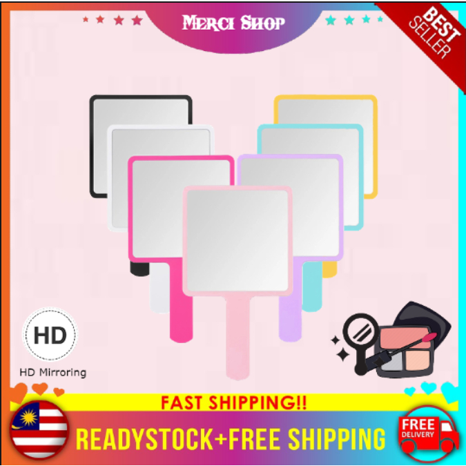 MS Handheld Mirror Portable Square Makeup Mirror Women Vanity Mirror ...