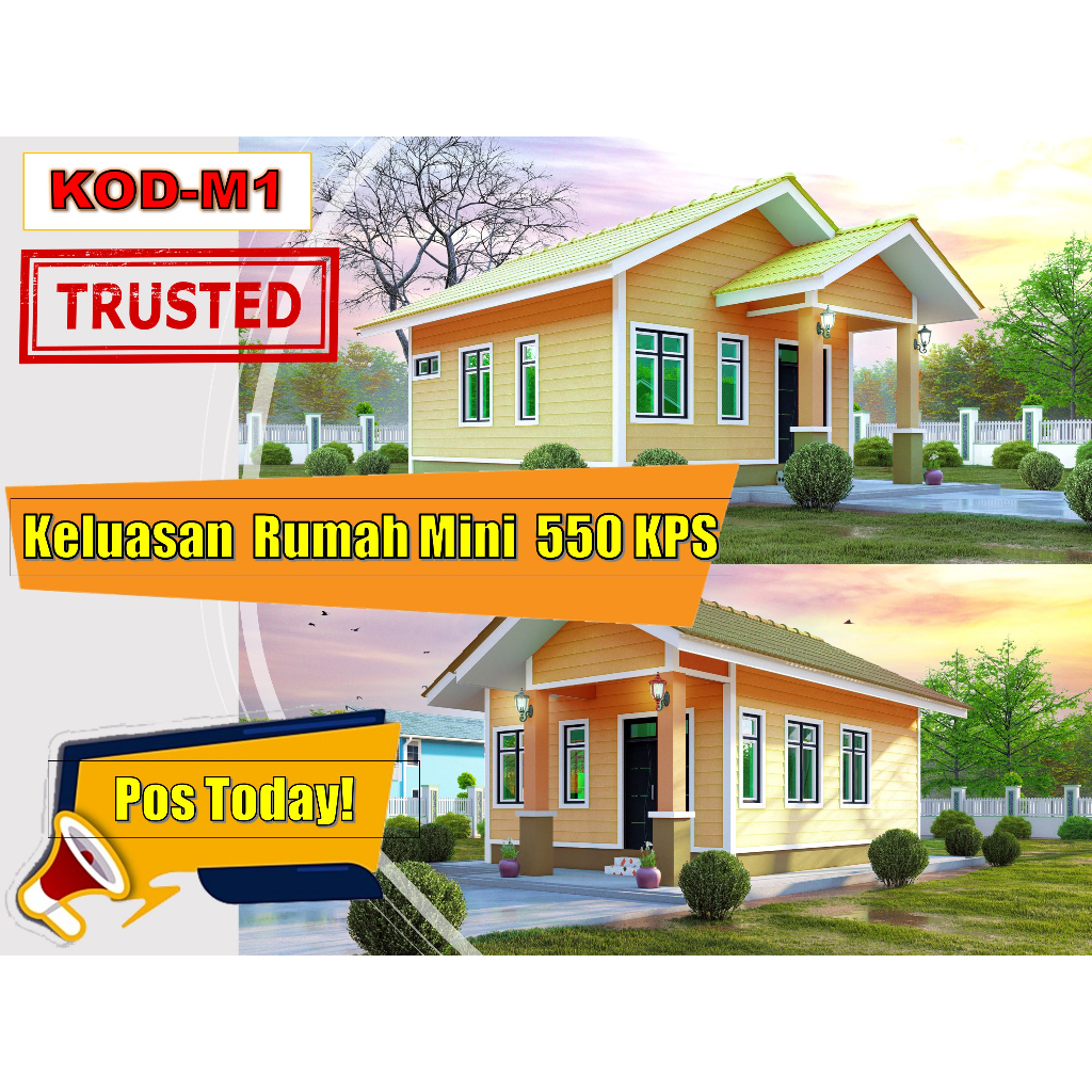 PELAN RUMAH MINI TERKINI -KOD-M1 (COKLAT) (555 KPS-30',3" X 20') 2 BED ...