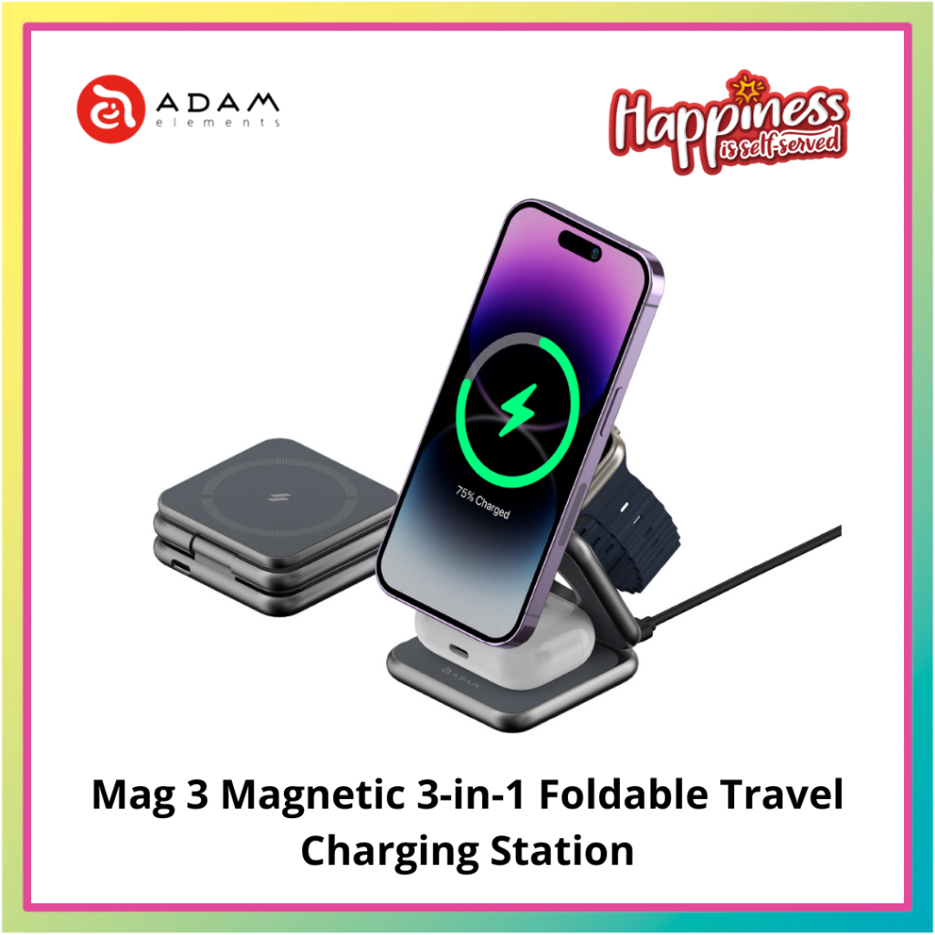 Adam Element Mag 3 Magnetic 3-in-1 Foldable Travel Charging Station ...