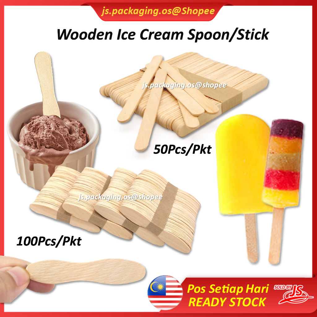 DISPOSABLE WOODEN ICE CREAM SPOON 75mm X100Pcs± / DIY CRAFT STICK ...
