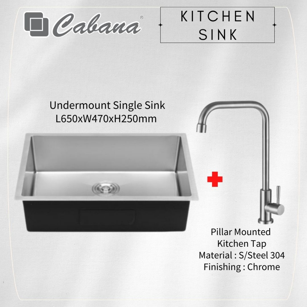 CABANA Undermount Kitchen Sink 650x450 Stainless Steel 304 Kitchen Sink ...
