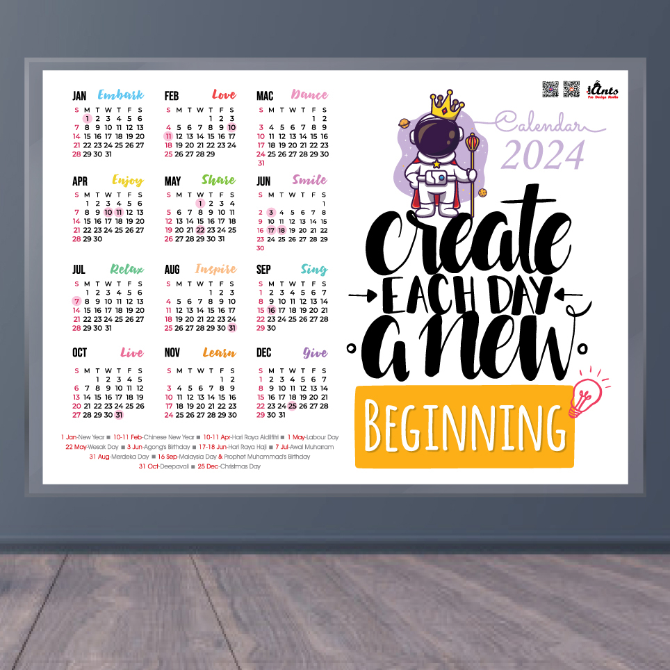 [A4 size] calendar 2024 / 2023 New Year wall desk table planner tahun ...