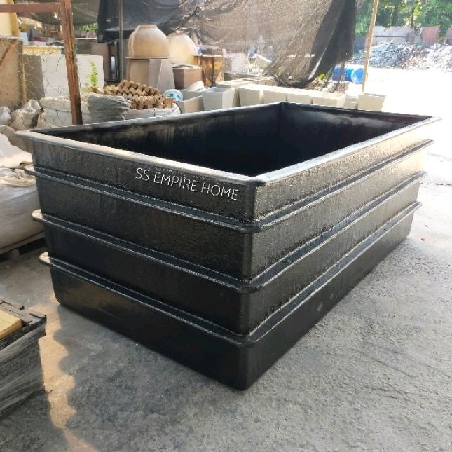 NEX 8 x4x3 Black Fiberglass Fish Tank Water Pond Aquarium Heavy Duty ...