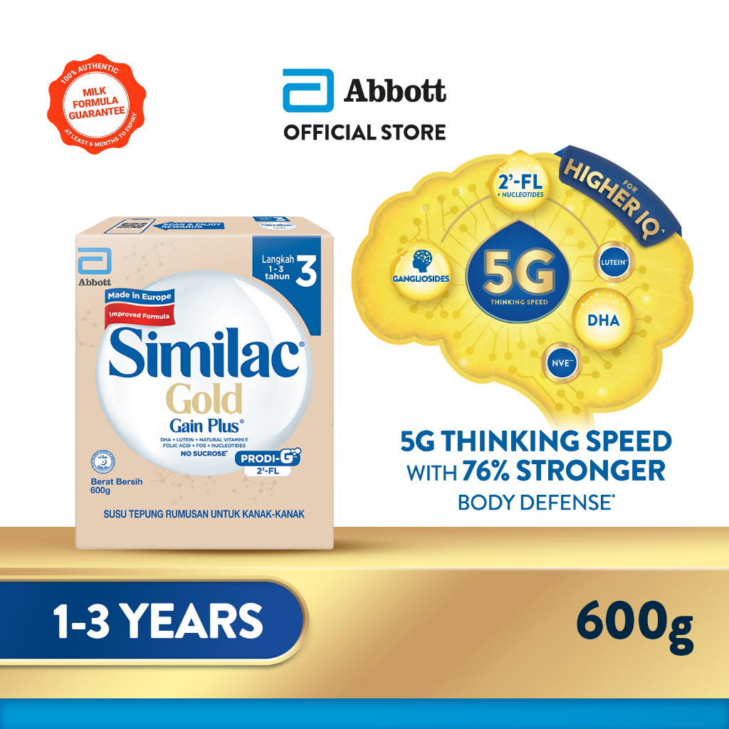 Similac Gold Gain Plus Step 3 Growing Up Milk for Faster Learning BIB ...