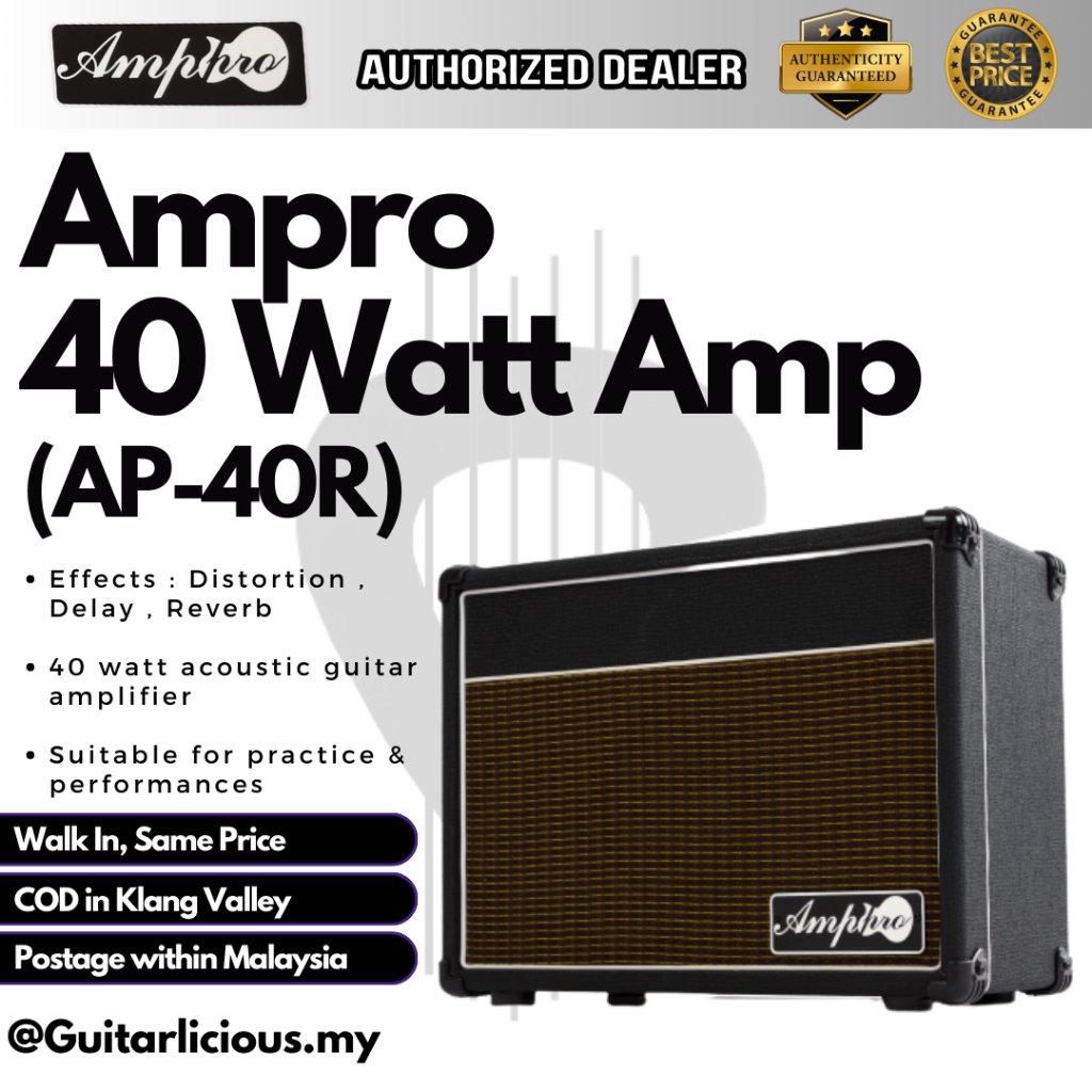 AMPRO 40watt Acoustic Amplifier active Speaker ( AP-40 / AP40 ) 40w ...