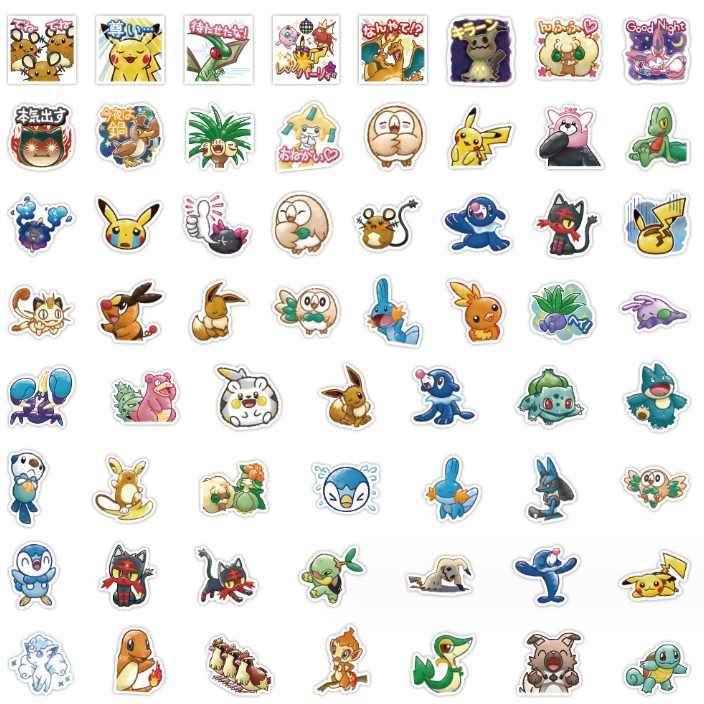 60pcs Pokemon Pikachu Stickers Anime Stickers DIY Children Toys Laptop ...