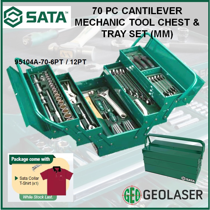SATA 70 PC 17" Cantilever Tool Chest & Tray Set Metric Mechanics Tool ...