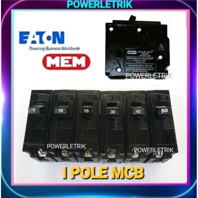 *READY STOCK* EATON MEM 1POLE 6A 10A 15A 30A 40A 50A MCB(Miniature ...