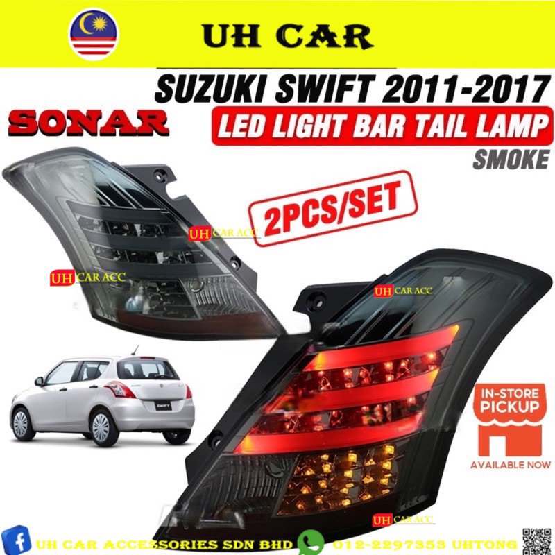 Suzuki Swift 2011-2017 Led Tail Lamp Taillamp Taillight Light Bar Smoke ...