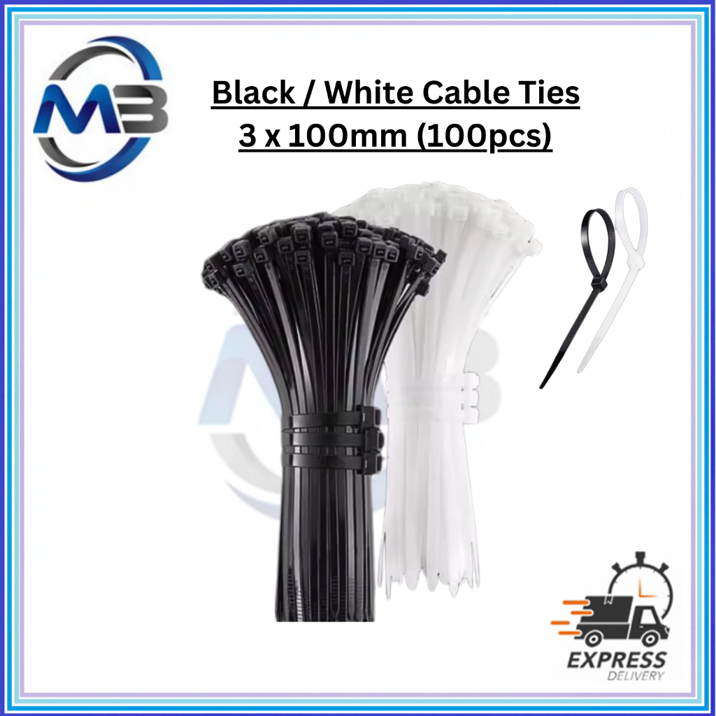 Ready Stock 100pcs 3x100mm Multipurpose Black & White Cable Tie Nylon Wire | Shopee Malaysia