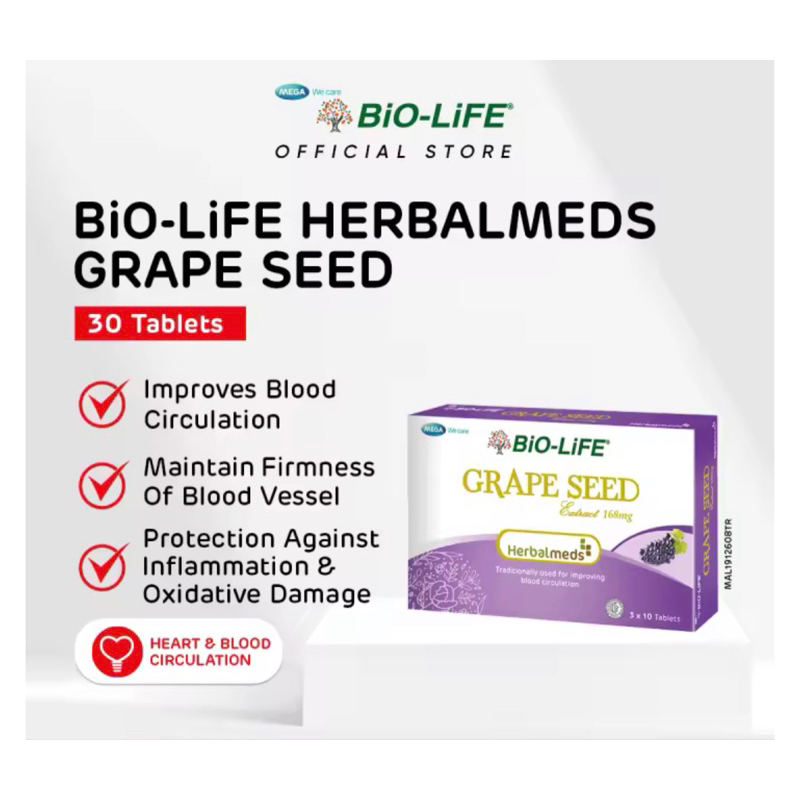 BIO-LIFE GRAPE SEED Herbalmeds - 30tablets | Shopee Malaysia