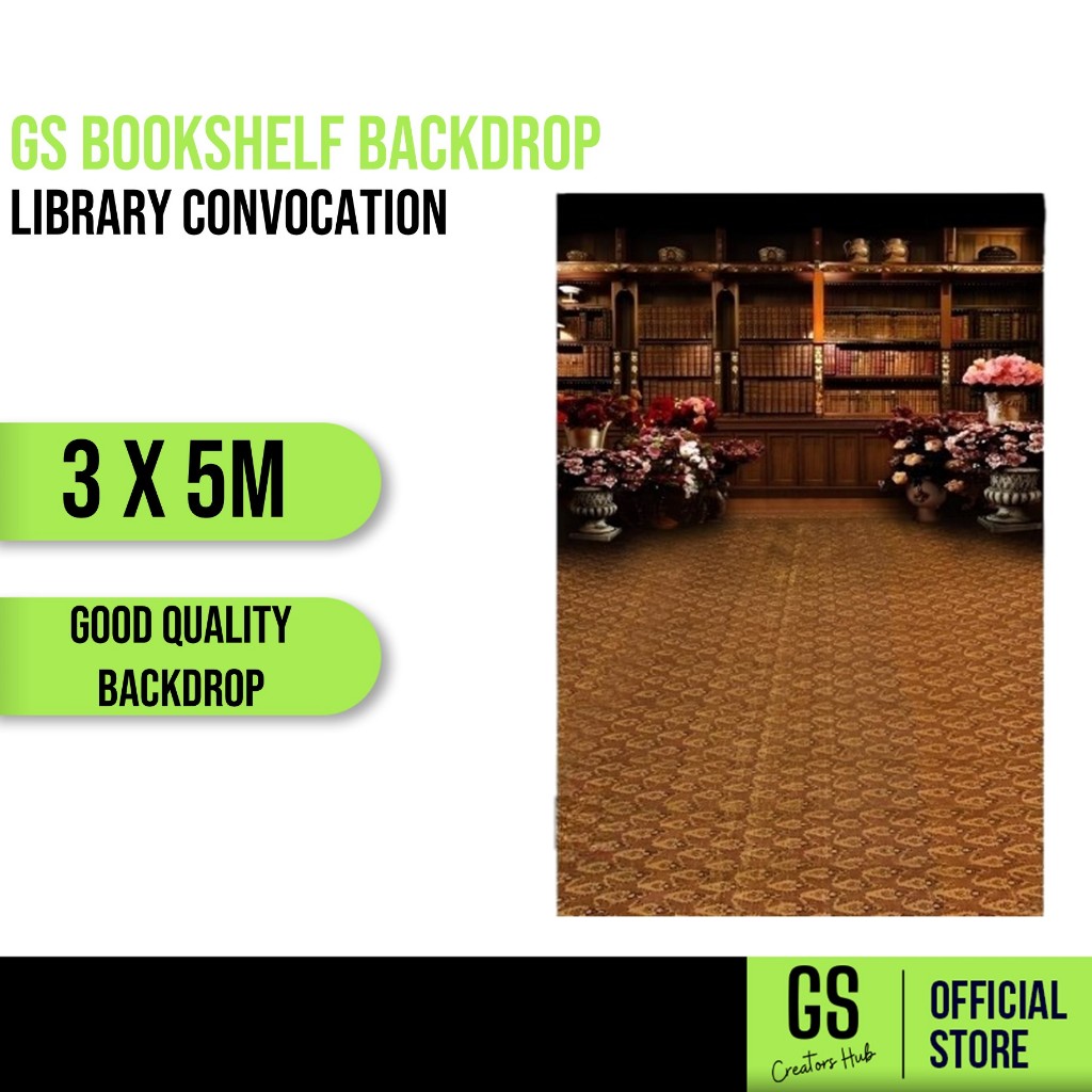 GS Bookshelf Theme Library Convo Convocation Backdrop (3 x 5M) | Latar ...