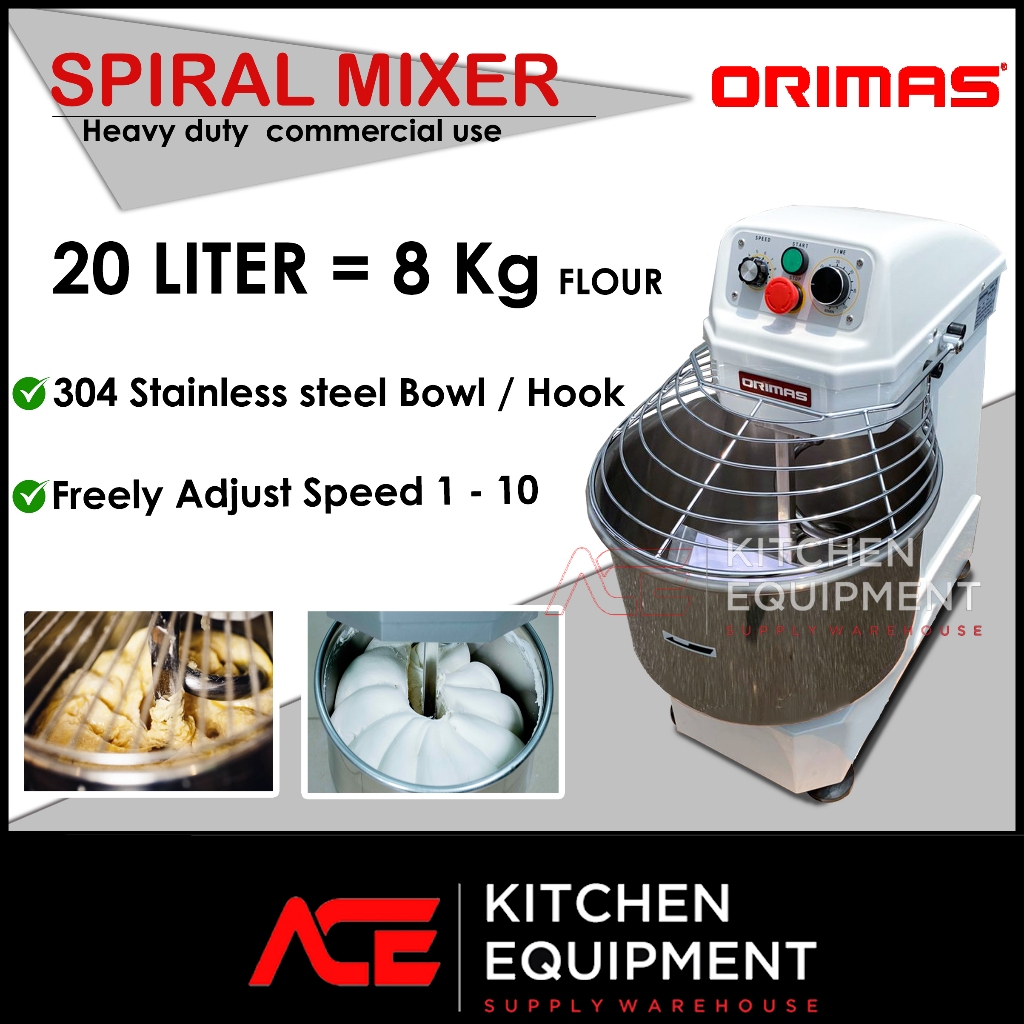 ORIMAS Spiral Mixer 0.75KW 20Litre HS20MT - Heavy Duty - 6 Months Local ...
