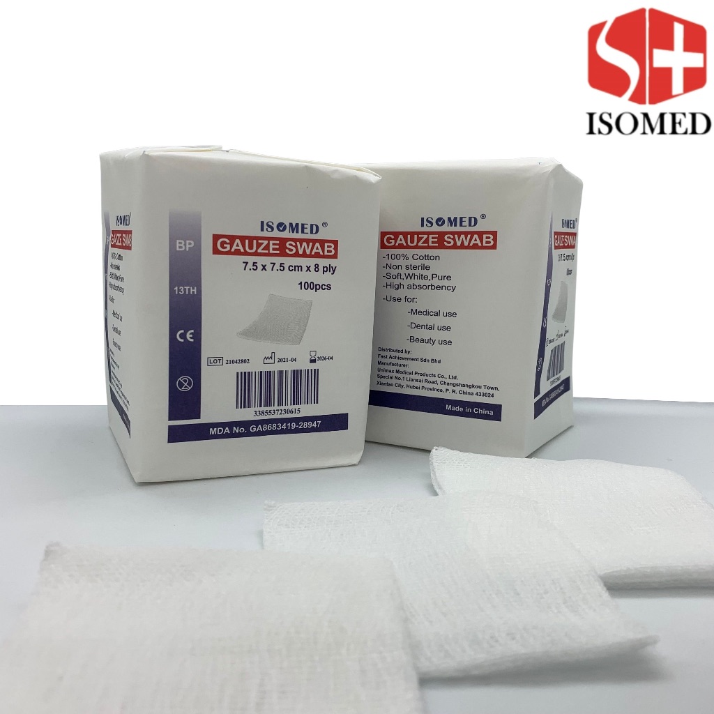 ISOMED Gauze Swab 100's 5cm/ 7.5cm/ 10cm (MDA Approved) | Shopee Malaysia
