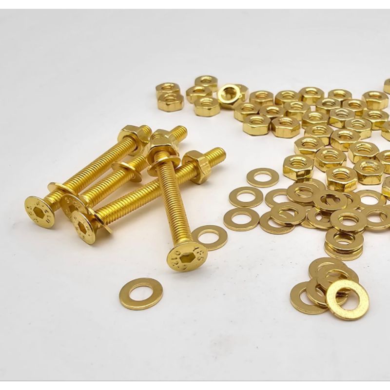 M2 M2.5 12.9 Hex Socket Flat Head Screw & Washer & Nut Gold (5pcs) | Shopee Malaysia