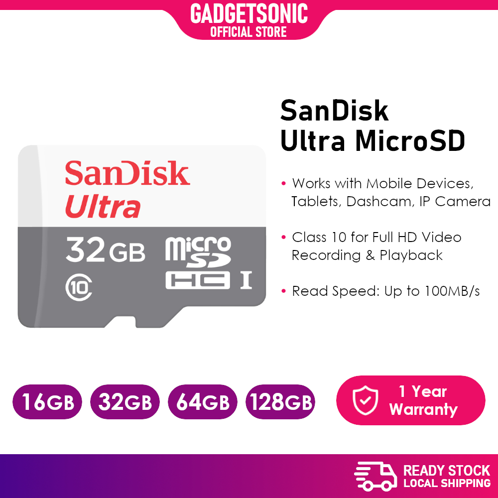 SanDisk Ultra MicroSD Memory Card TF Micro SD 16GB 32GB 64GB 128GB Class 10 100MB/s SDSQUNS ...