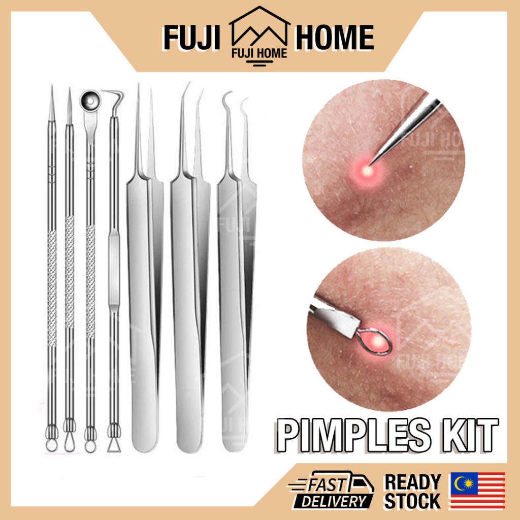 🏠READY STOCK🏠8pc Set Pimple Kit Set Besi Picit Jerawat Stainless Steel ...