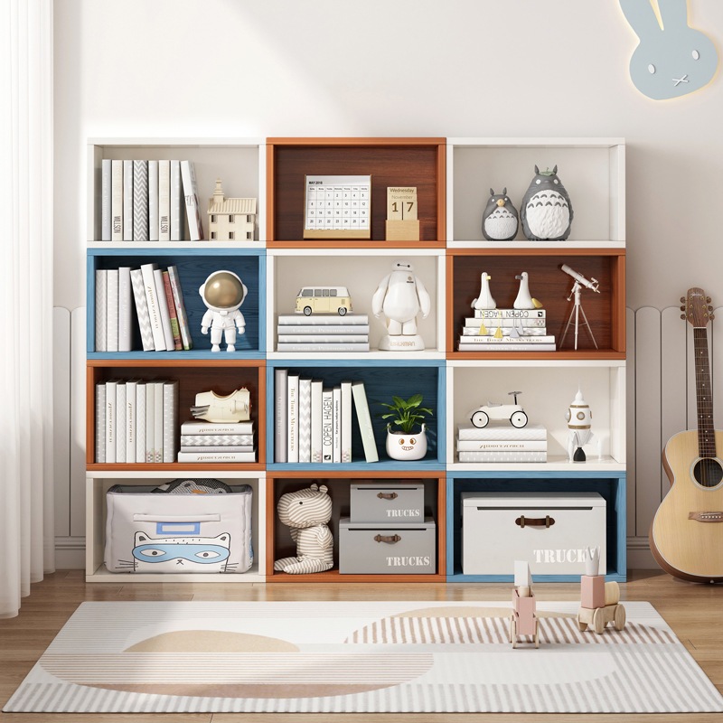 Practical grid bookshelf bookshelf, multifunctional open storage ...