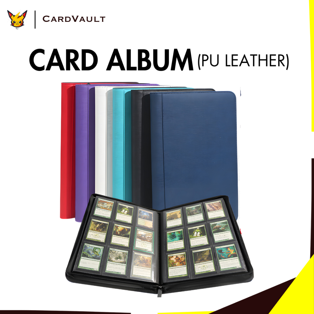 CARDVAULT PU Leather 3x3 Zipped Card Album - Premium Card Binder ...
