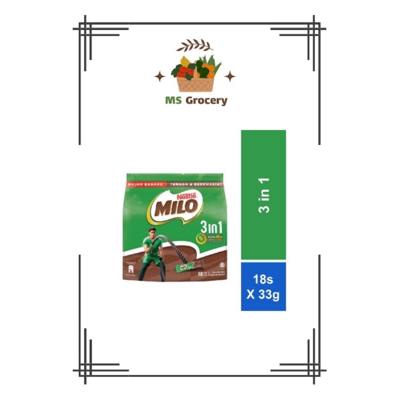 Nestle Milo 3 In 1 Activ-Go (33g x 18's) | Shopee Malaysia