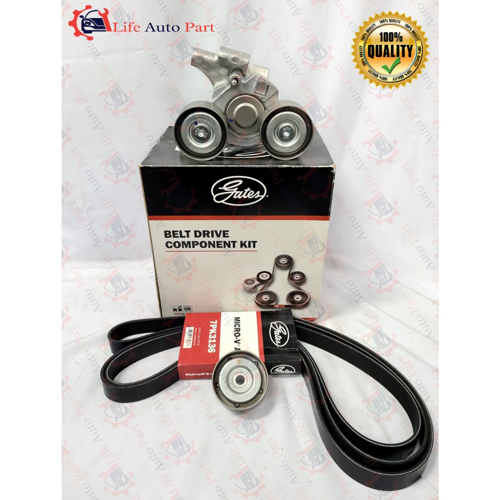 GATES FAN BELT TENSIONER SET FORD RANGER T6 WITH FAN BELT 7PK3136 -(SET ...