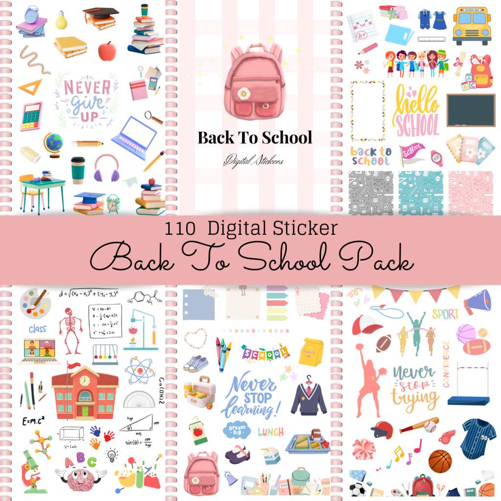 Digital Stickers for Planner Back To School Pack PNG || GoodNotes ...