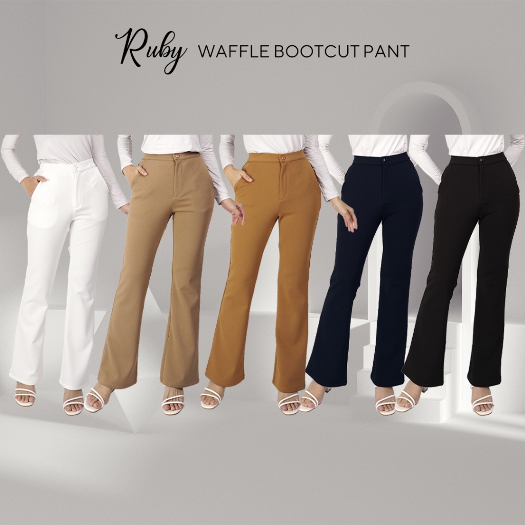[RESTOCK] Ruby Waffle Bootcut Woman Bottom Pant by Jasmina Malaysia (S ...