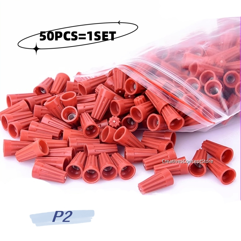 [50PCS] Wire tie cap end to end twist screw on connector / Penyambung ...