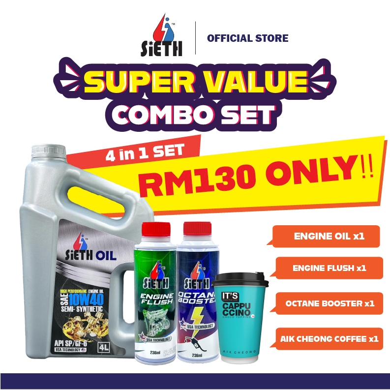 SUPER VALUE COMBO SET - SEMI SYNTHETIC ENGINE OIL + ENGINE FLUSH ...