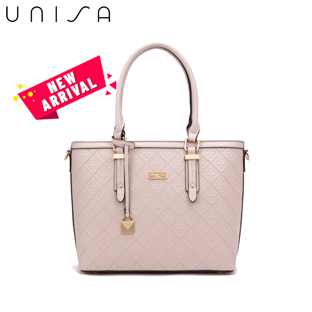 UNISA Debossed Convertible Tote Bag (Beige/Black/Khaki/Maroon) | Shopee ...