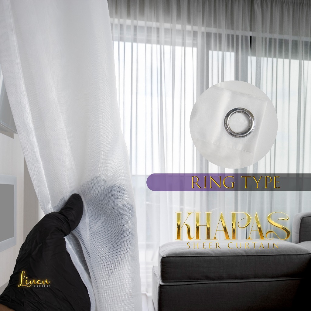 KHAPAS Sheer Curtain (RING TYPE) Langsir lining, langsir syer plain ...
