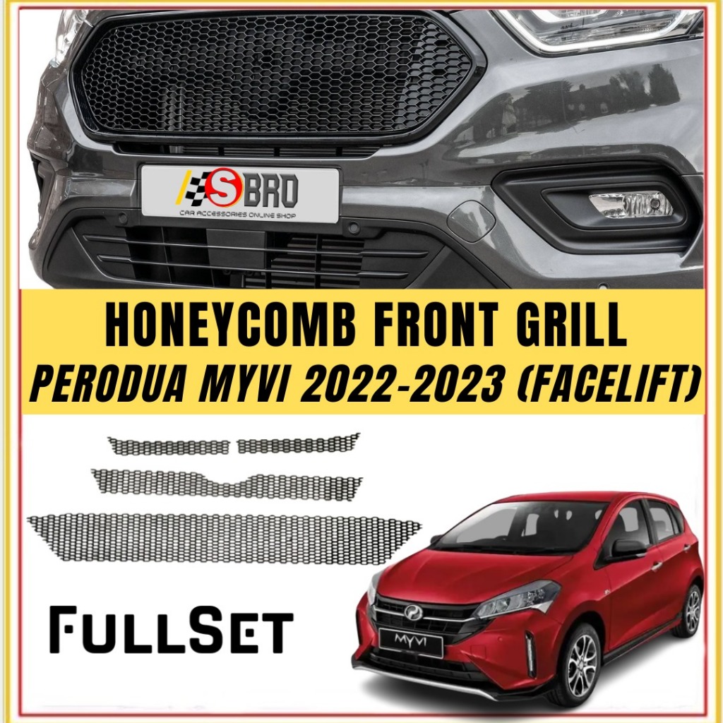 Perodua Myvi 2022 FACELIFT Ready Cut Honeycomb Grill Full Set Top ...