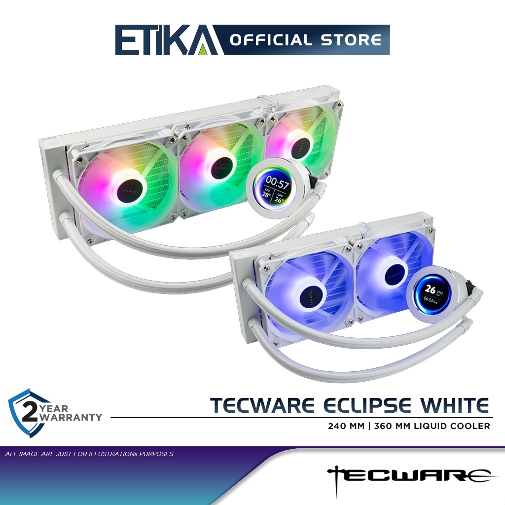 Tecware Eclipse 240 360 White Argb Aio Liquid Cooler Argb Lighting
