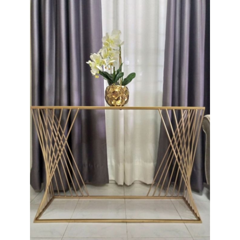 Meja Console Panjang Cermin Gold Viral | Shopee Malaysia