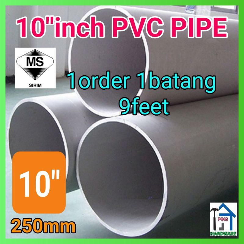 10"inch(250mm) PVC PIPE (Grey) SIRIM dan Nipis (9feet) | Shopee Malaysia