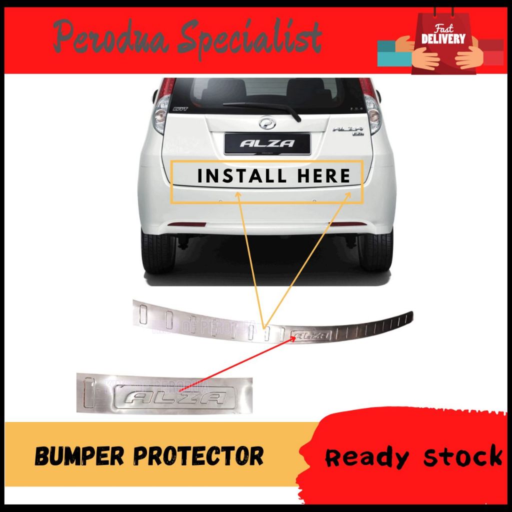 Perodua Alza 2008-2013 Stainless Steel Rear Bumper Guard / Protector ...
