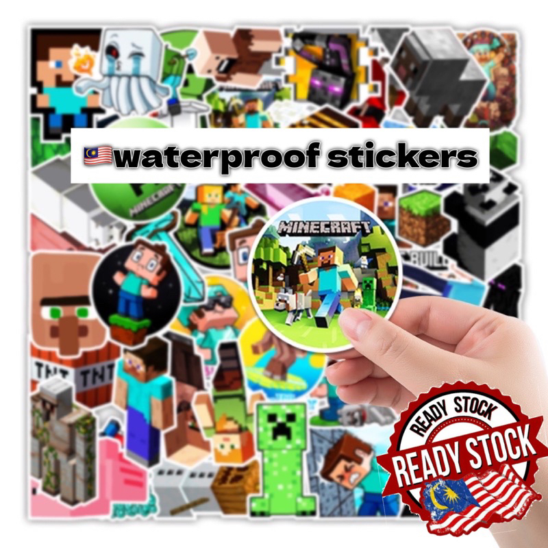 Minecraft waterproof sticker 50pcs per pack | Shopee Malaysia