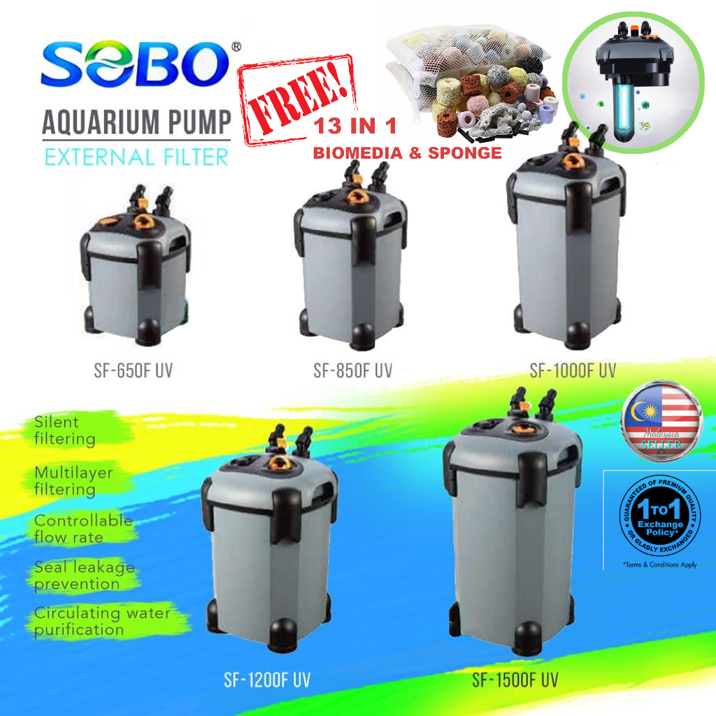 AQUARIUM SOBO Canister External Filter with UV Sterilizer SF-850F-UV SF ...