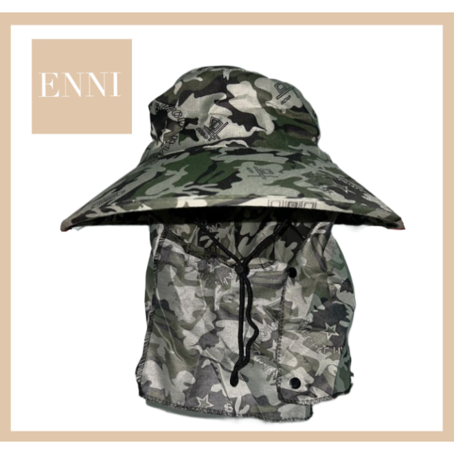Topi Askar Kerja / Anti UV Army Camo Outdoor Hat / MAN 360° Wide Brim ...