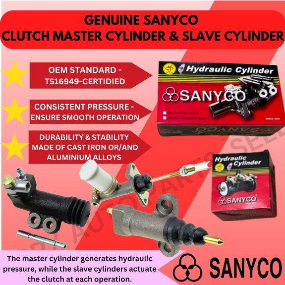 SANYCO CLUTCH PUMP TOP & LOW / MASTER & SLAVE CYLINDER FOR PROTON WAJA ...