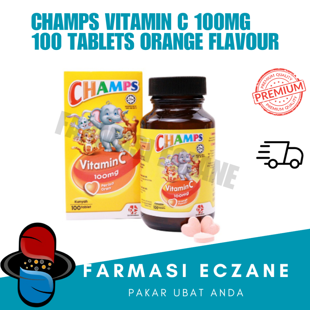 CHAMPS VITAMIN C 100mg ORANGE FLAVOUR 100 TABLETS | Shopee Malaysia