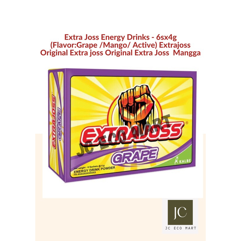 Extra Joss Energy Drinks - 6sx4g (Flavor:Grape /Mango/ Active ...